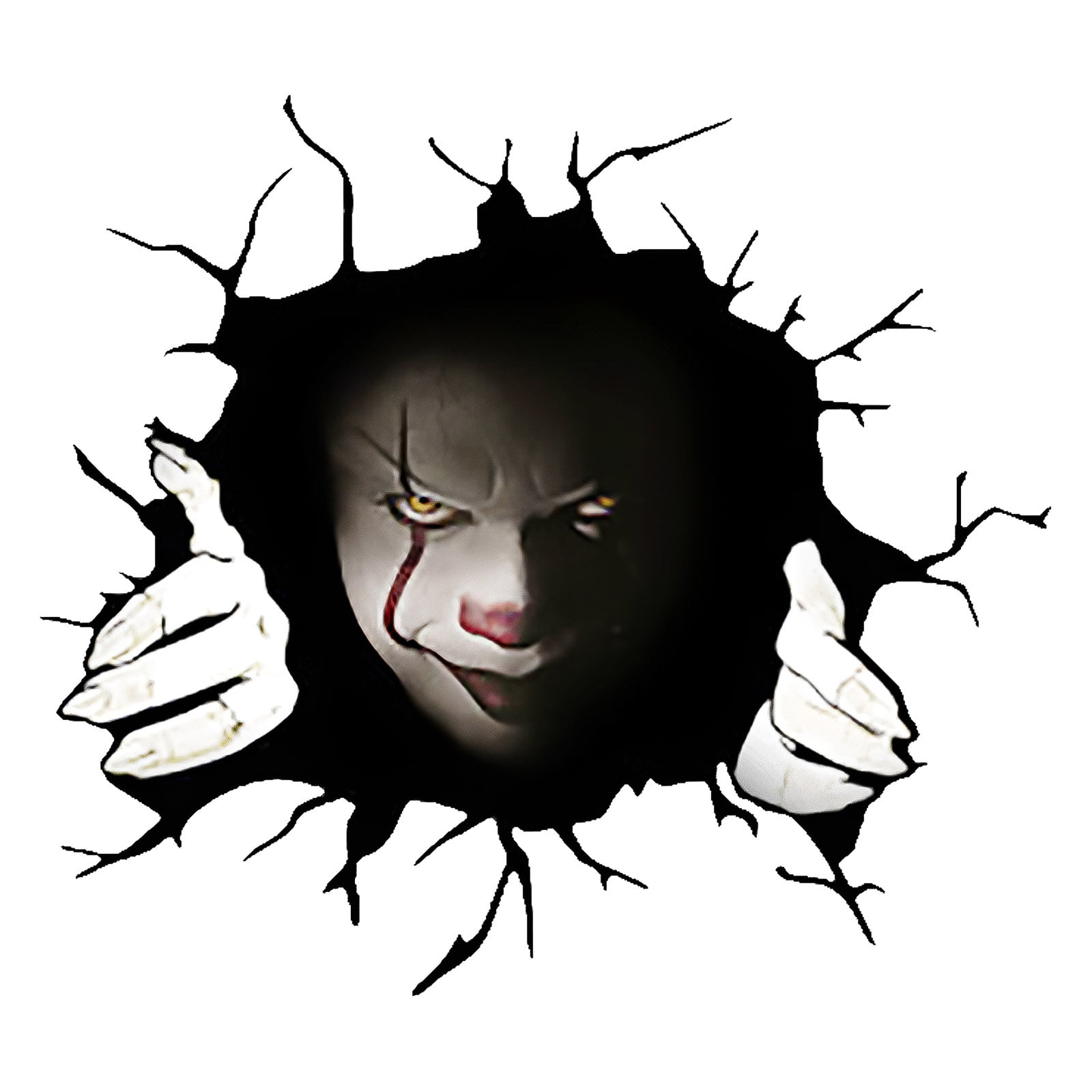 Halloween Clown Wall Decal Break In 3D Mural Horrific Halloween Clown ...