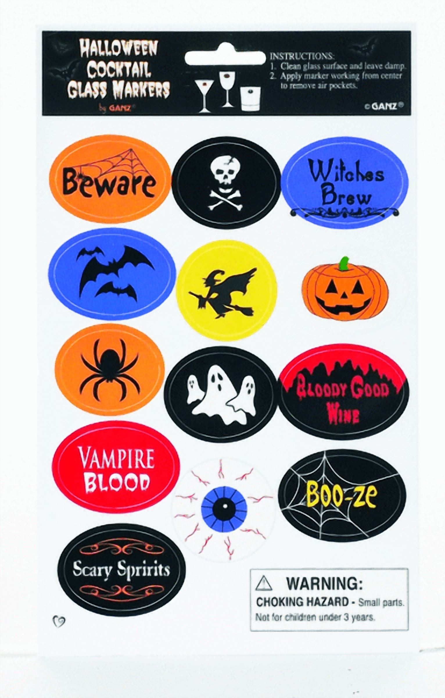 Halloween Cocktail Glass Markers Sheet of 13 - Walmart.com