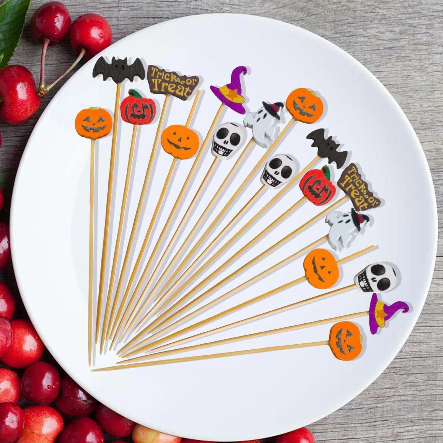 Halloween Cocktail Picks, 4.7 Inch Bamboo Toothpicks For Food, Party ...