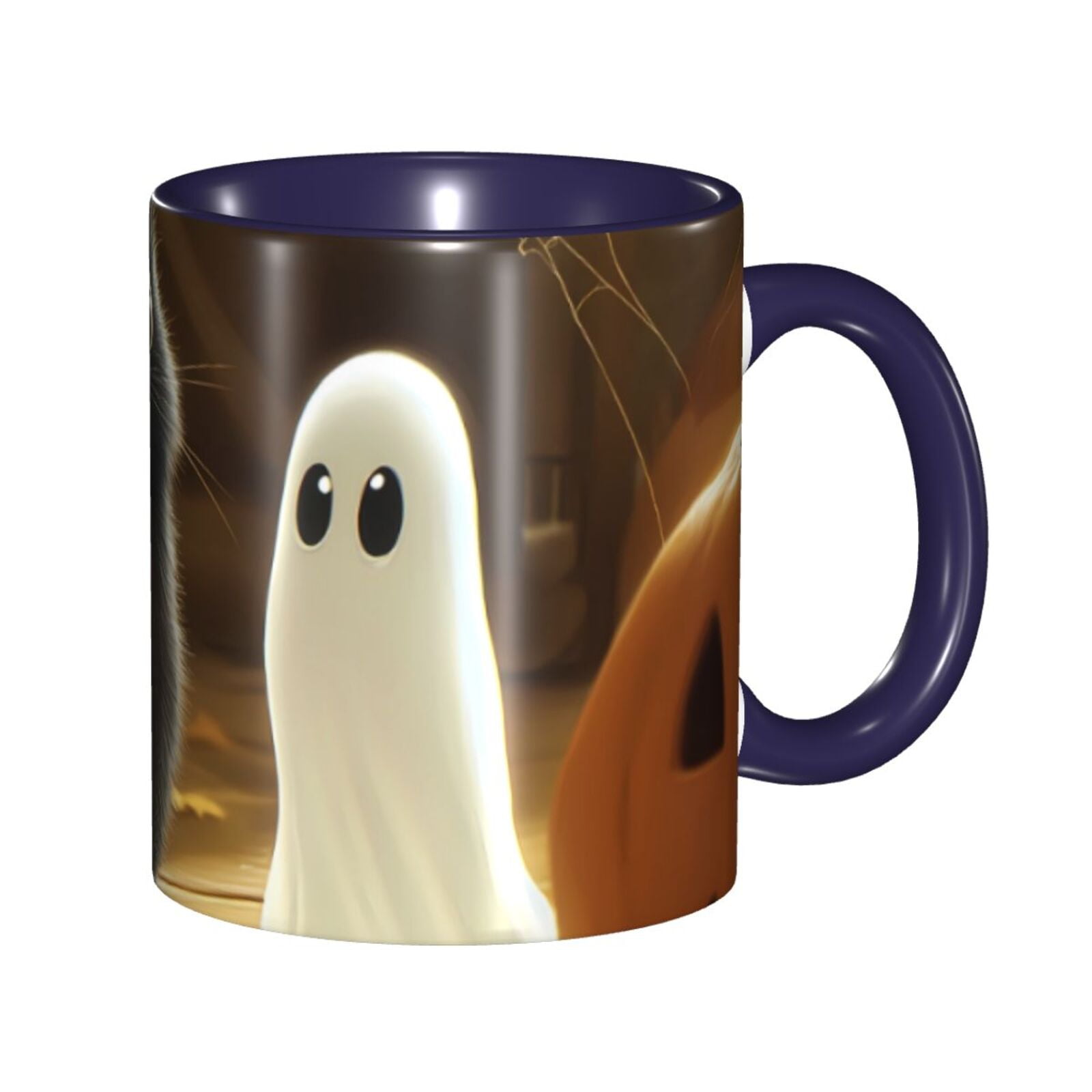 Halloween Coffee Mug, Halloween Cute Black Cat Ghost Ceramic Tea Cups ...