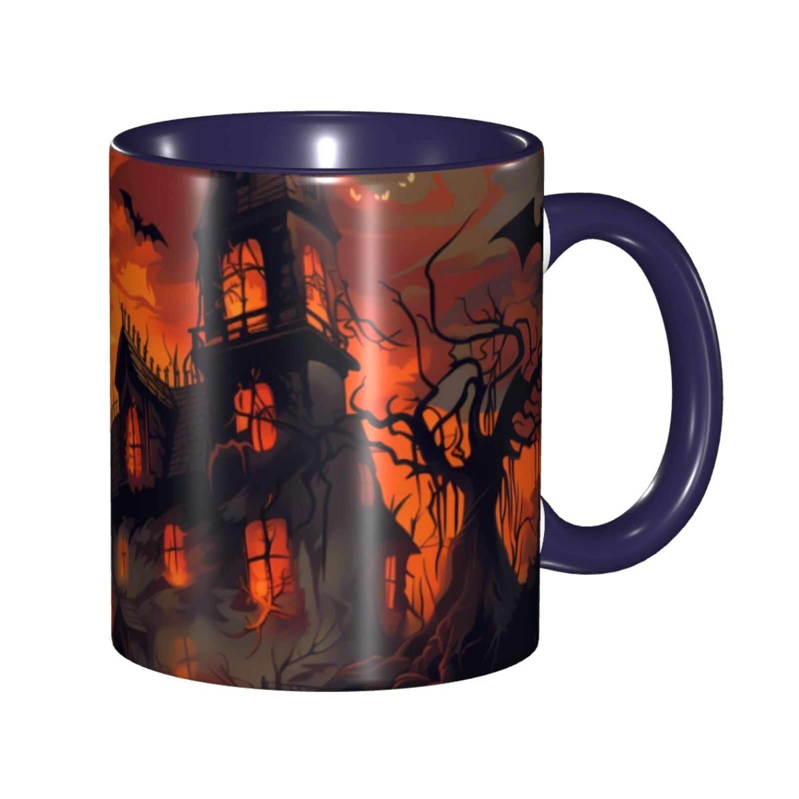 Halloween Coffee Mug, Halloween Flame Castle Ghost Ceramic Tea Cups ...