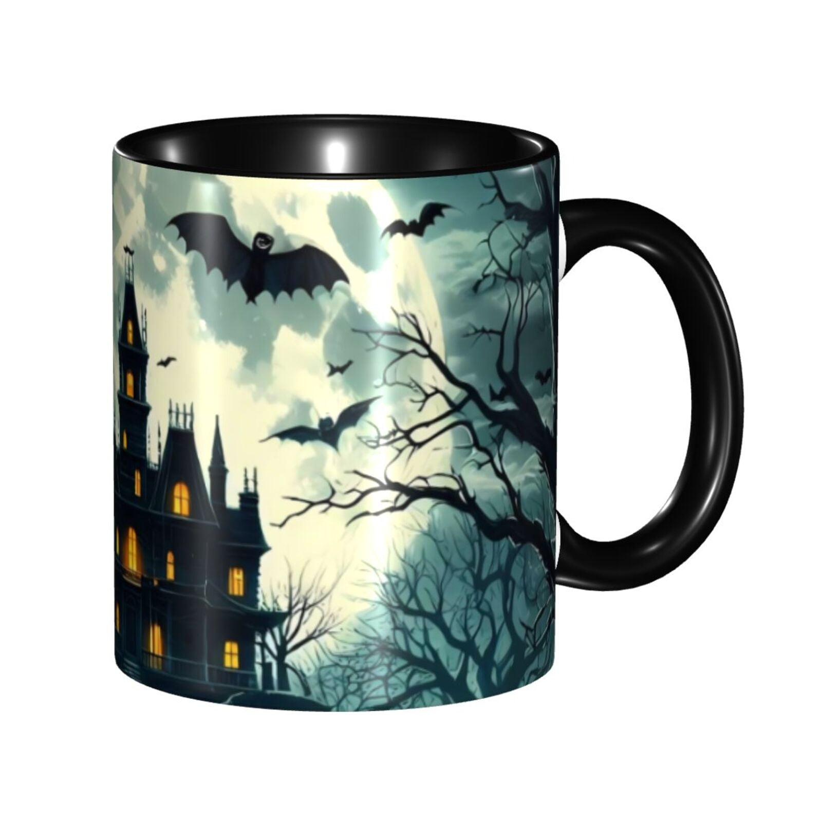 Halloween Coffee Mug, Halloween Happy Bat Castle Ceramic Tea Cups ...