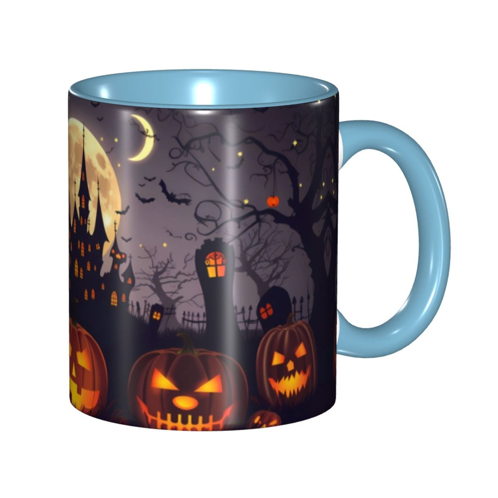 Halloween Coffee Mug, Halloween Haunted Pumpkin Castle Ceramic Tea Cups ...