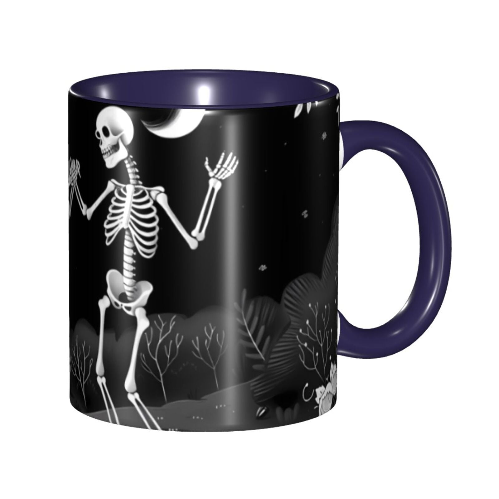 Halloween Coffee Mug, Halloween Night Dancing Skeleton Ceramic Tea Cups ...