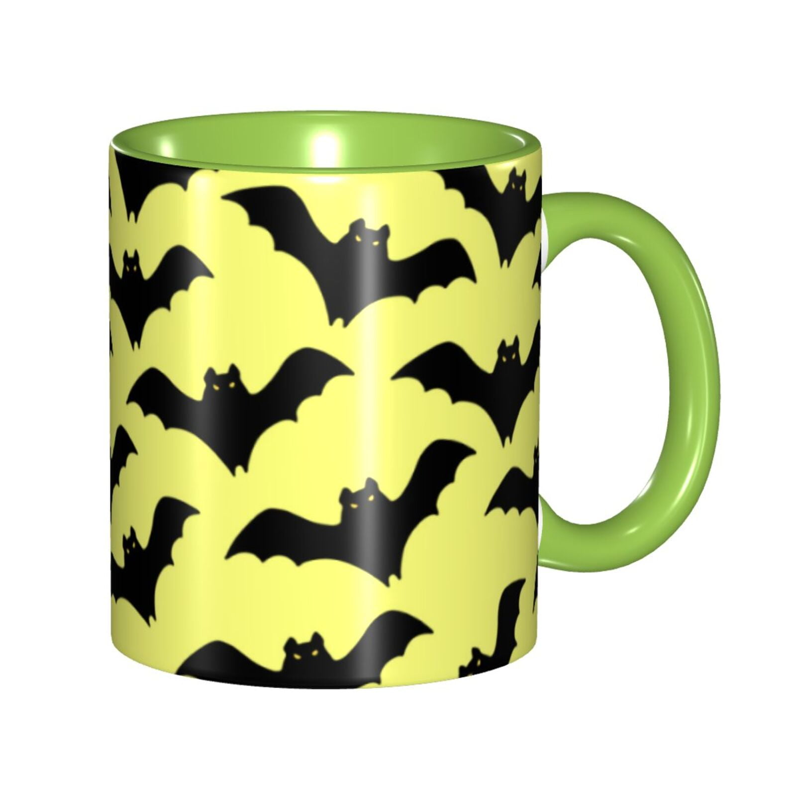 Halloween Coffee Mug, funny cartoon bats Halloween yellow Ceramic Tea ...