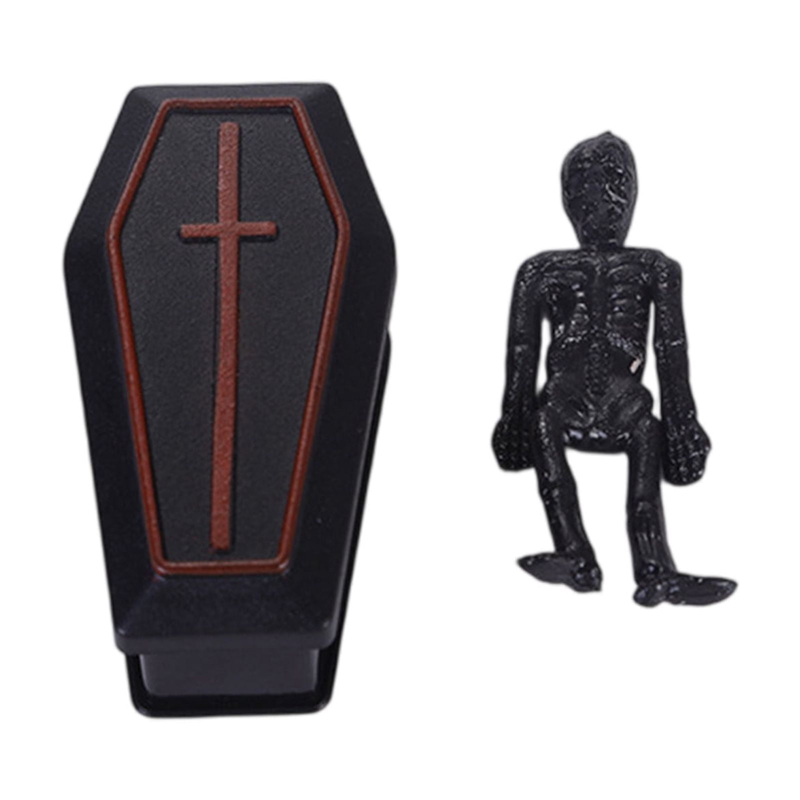 Halloween Coffin Box with Skeleton Figure - Miniature Black Plastic ...