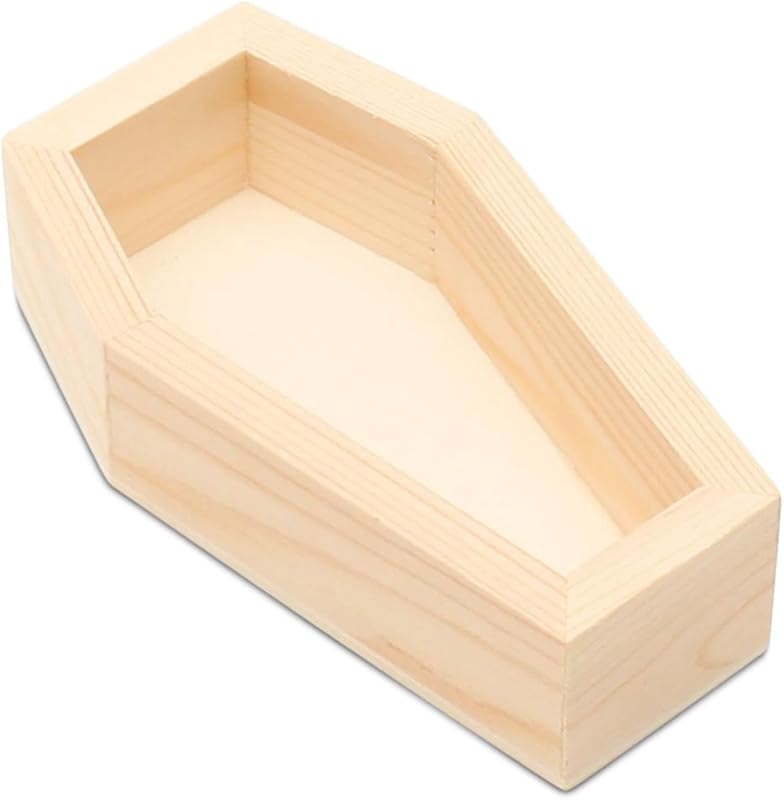 Halloween Coffin Shaped Tray 17-3/4-inch, Pack of 4 Blank Wood Coffin ...