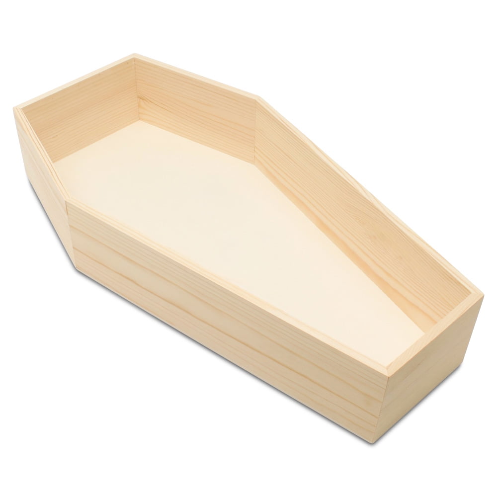 Halloween Coffin Shaped Tray 17-3/4-inch, Pack of 1 Blank Wood Coffin ...