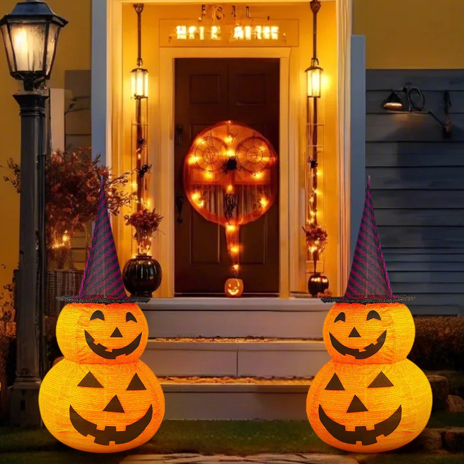 Halloween Collapsible Pumpkin Decorations, Pre-Lit Light up Pumpkin ...