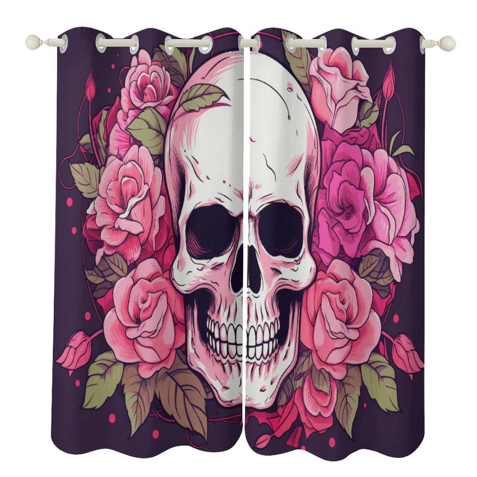 Halloween Colored Skull 2 Panels 3D Printing Pattern Curtain for ...