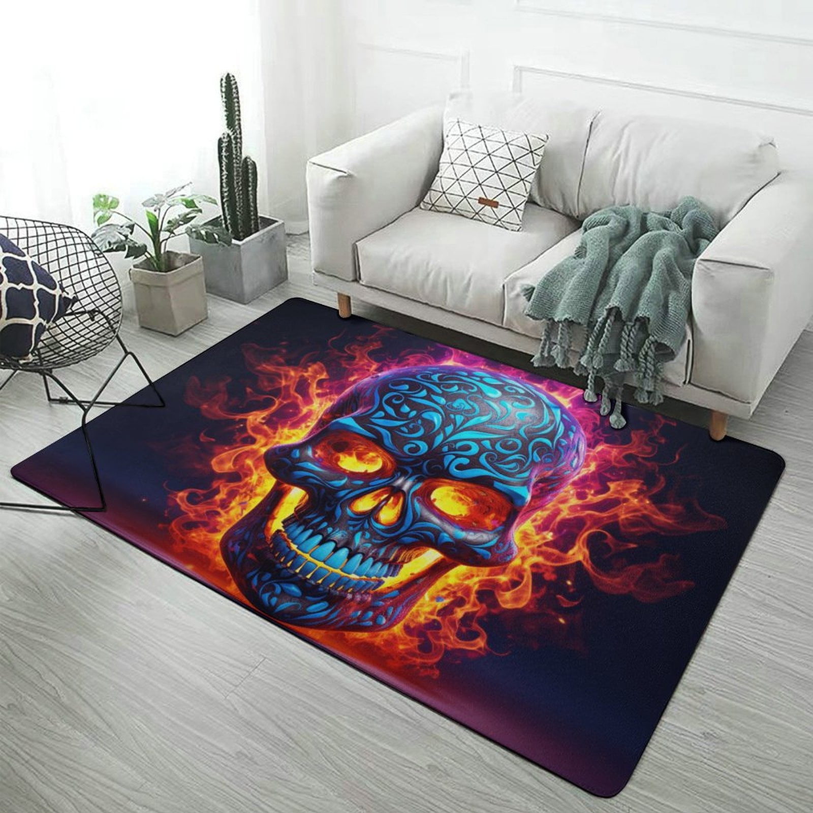 Halloween Colored Skull Carpet Rug for Home Living Room Bedroom Sofa ...