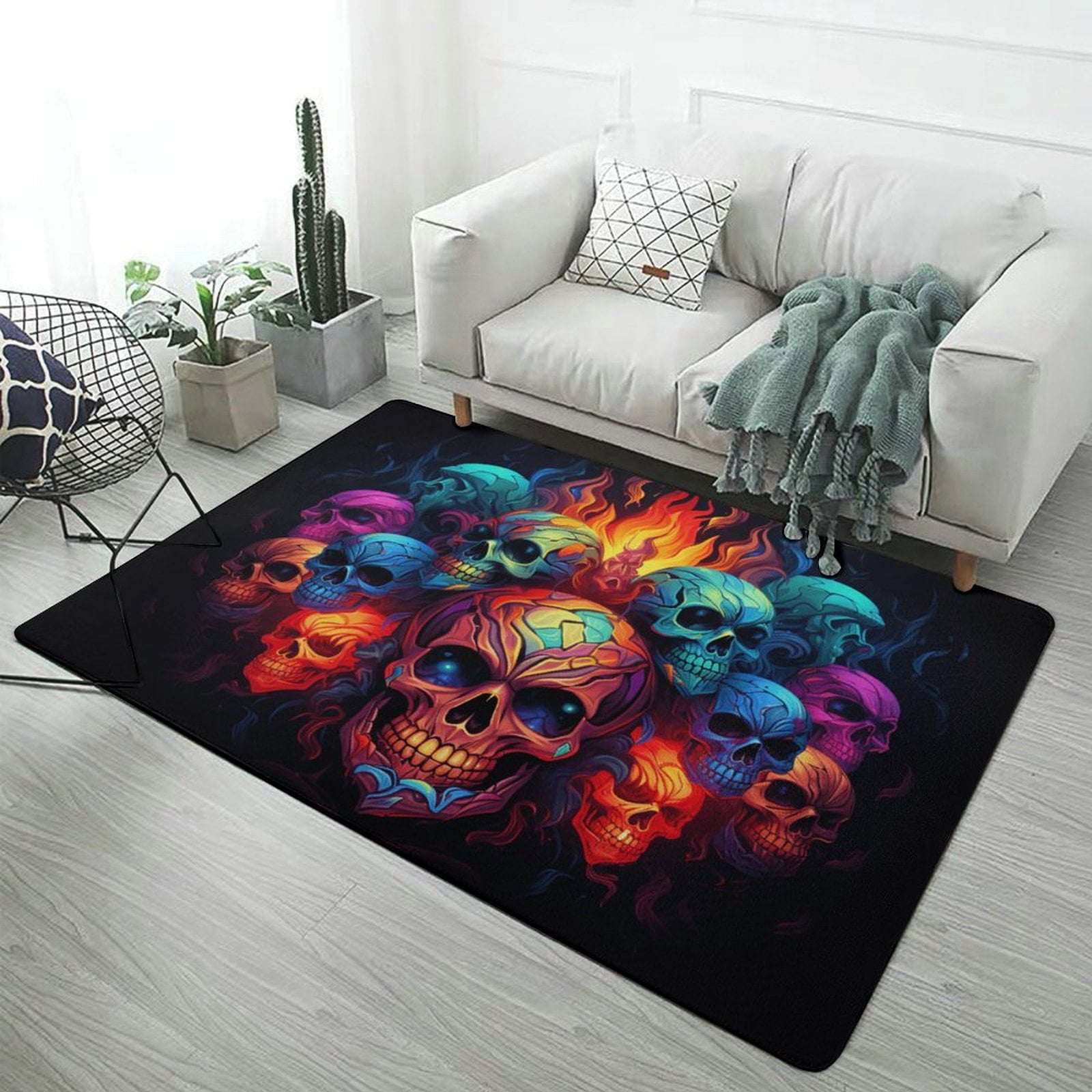 Halloween Colored Skull Carpet Style Living Room Bedroom Rug Modern 3d ...
