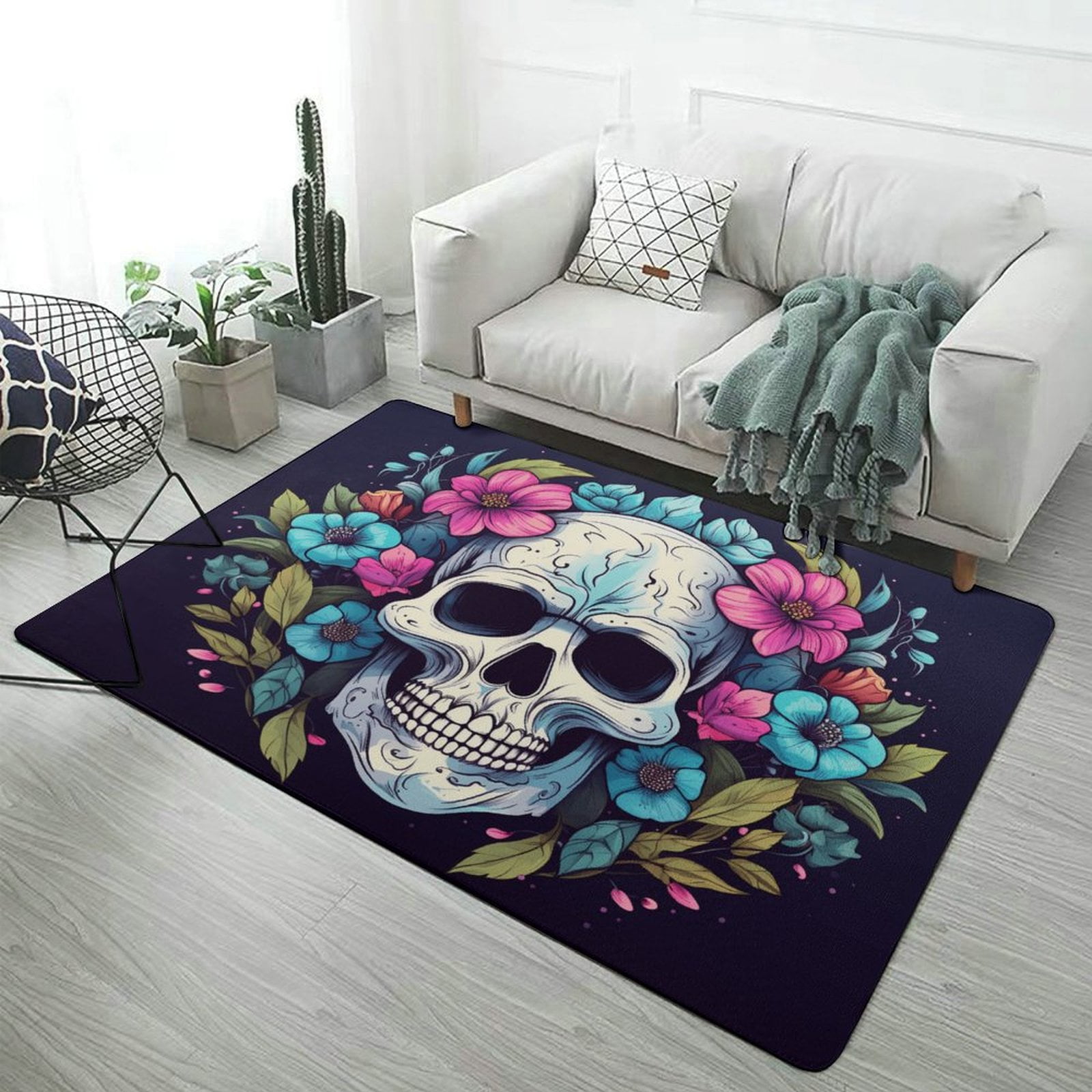 Halloween Colored Skull Carpet Style Living Room Bedroom Rug Modern 3d ...