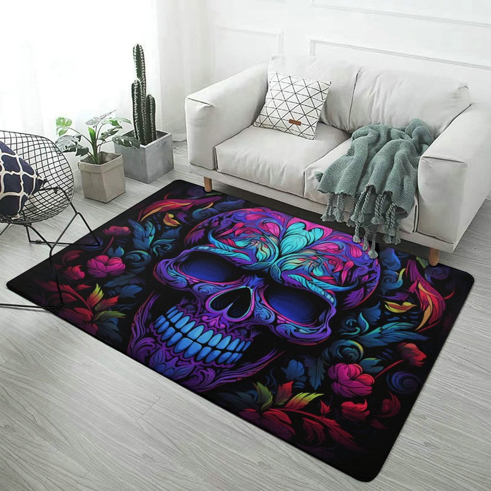 Halloween Colored Skull Carpet Style Living Room Bedroom Rug Modern 3d ...
