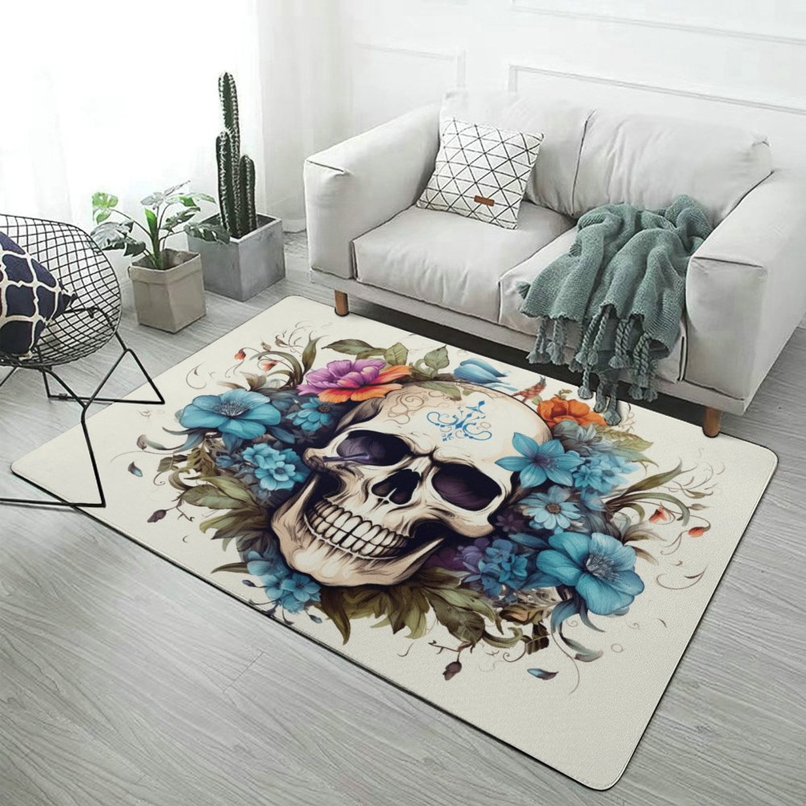 Halloween Colored Skull Carpet Style Living Room Bedroom Rug Modern 3d ...
