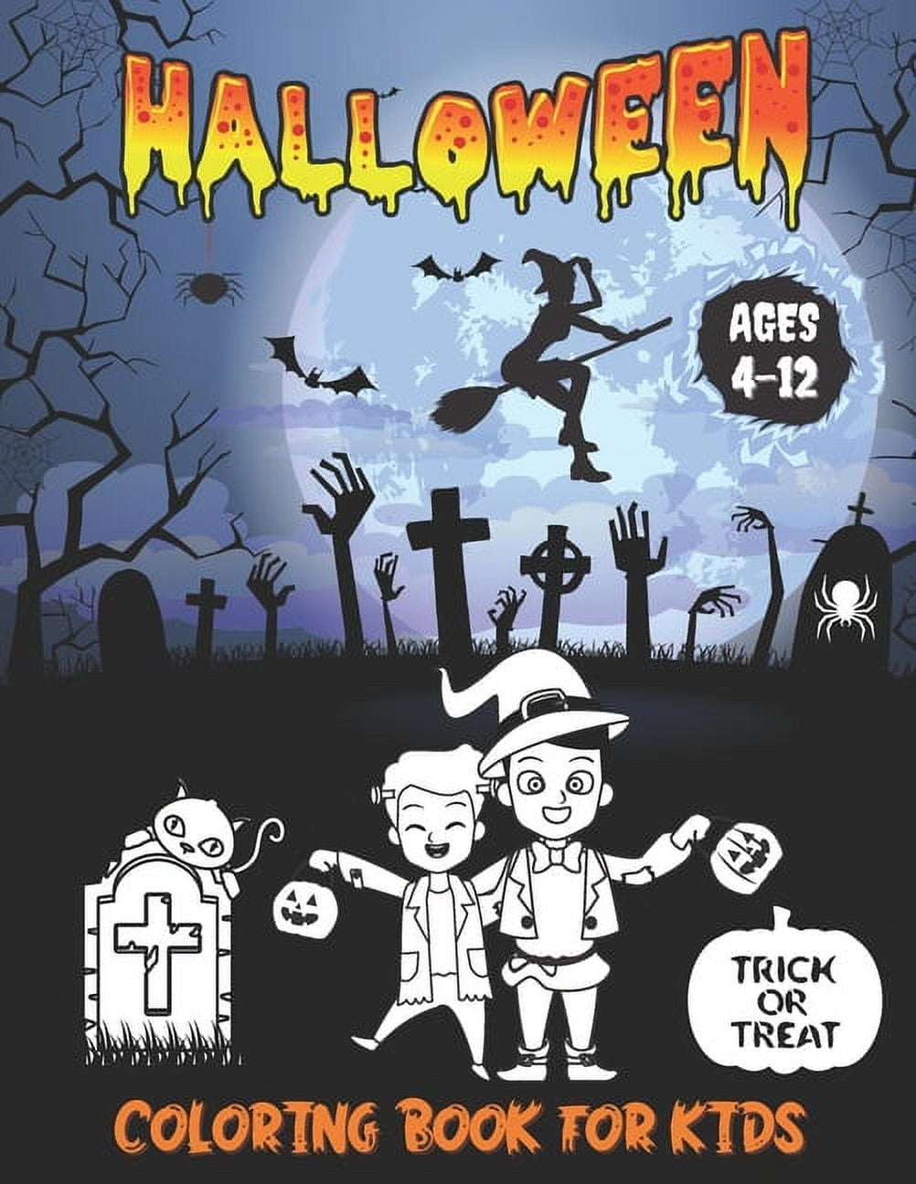 Halloween Coloring Book For Kids Ages 4-12: Spooky Cute Happy Halloween ...