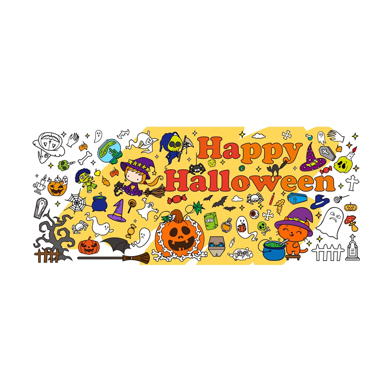 Halloween Coloring Page | Large Halloween Doodle Poster 30"x72 ...