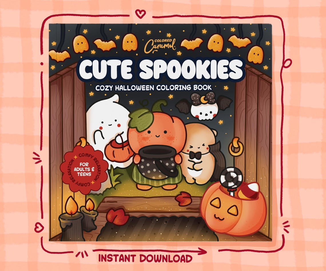 Halloween Coloring Pages – 40 Spooky Cute, Cozy & Comfy Illustrations ...