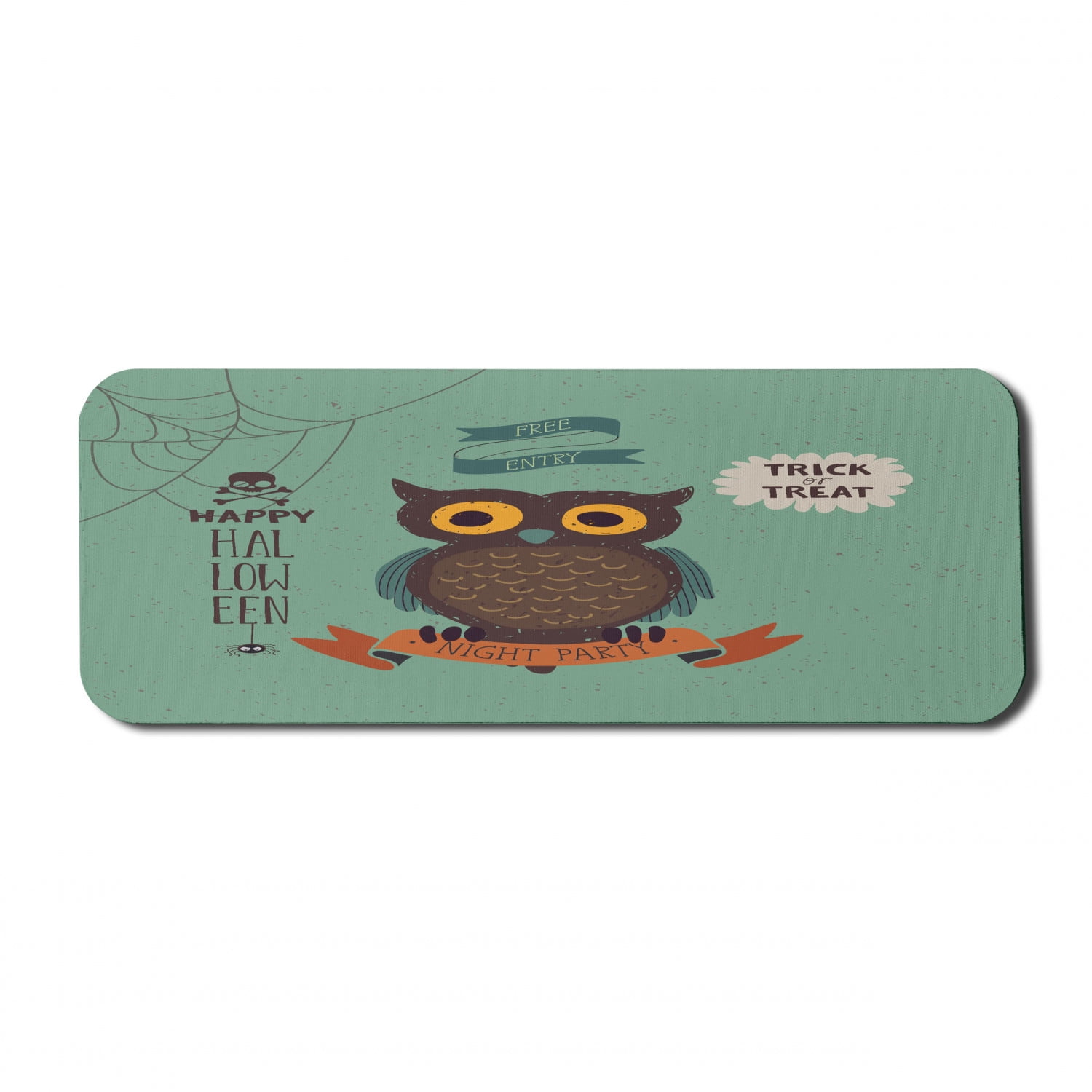 Halloween Computer Mouse Pad, Owl and Spider Web Night Party Trick or Treat Lettering Print ...