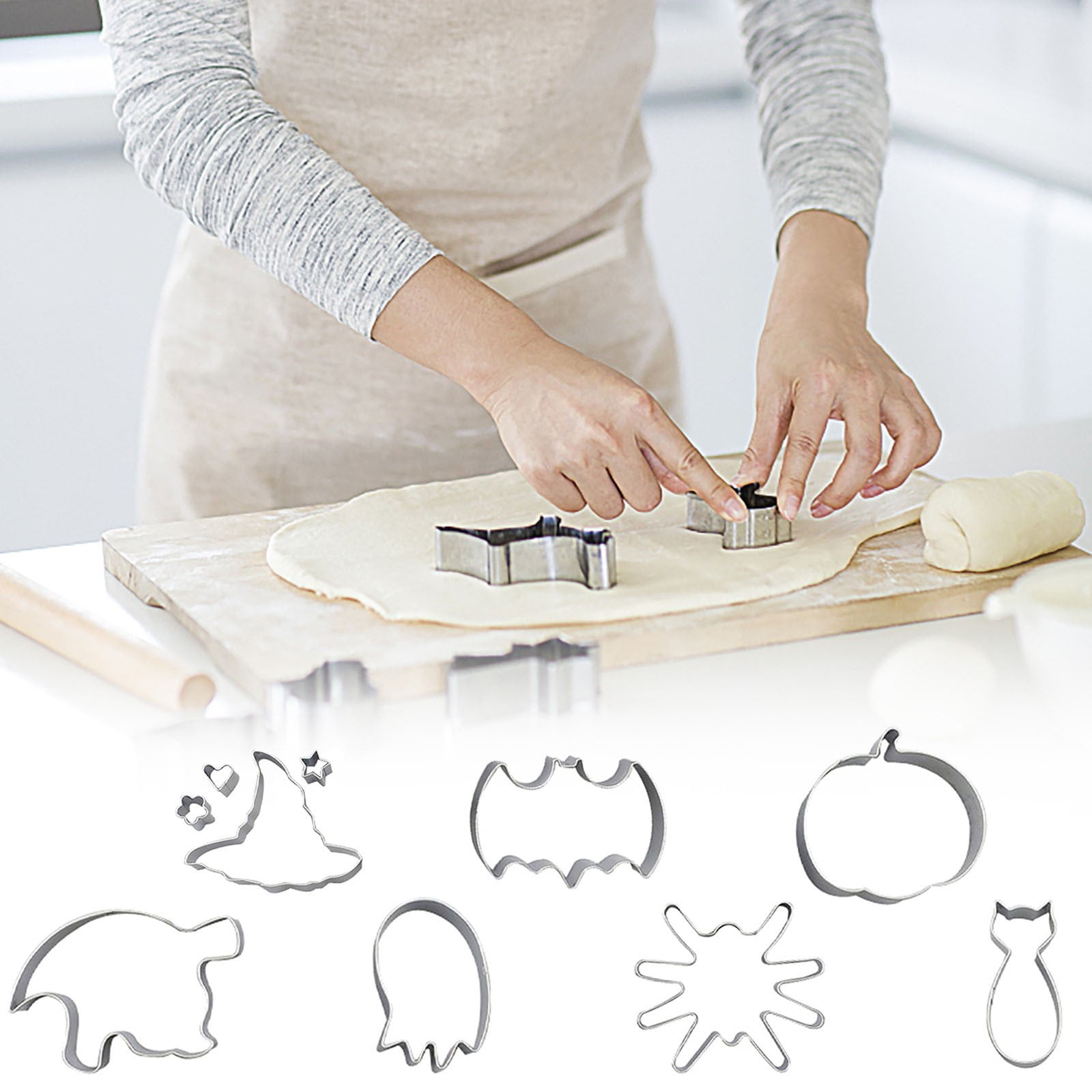 Halloween Cookie Cutters 10 Pieces Stainless Steel Baking Cutter Molds ...