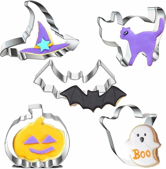 Halloween Cookie Cutters Set- 5 Pieces Stainless Steel Baking Cutter ...