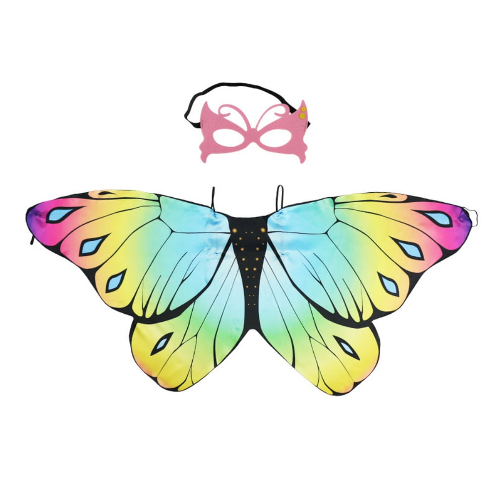 Halloween Cosplay Butterfly Wing Cape With Mask Costume Cloak Girls ...
