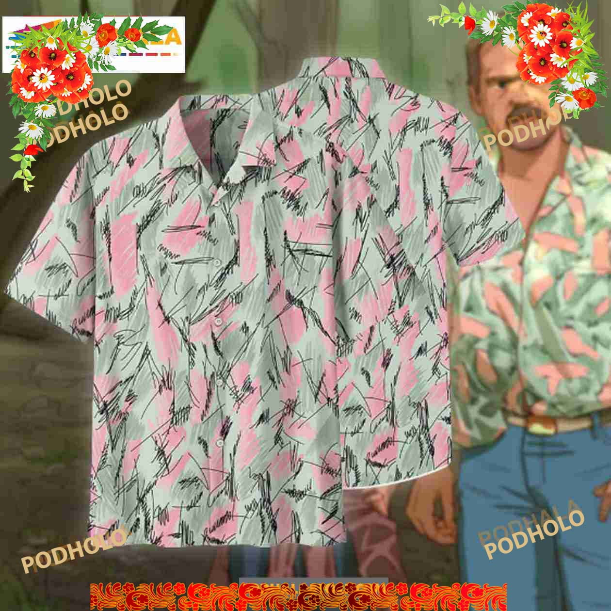 Halloween Cosplay Costumes Jim Hopper Hawaiian Stranger Things 3 Hawaii ...