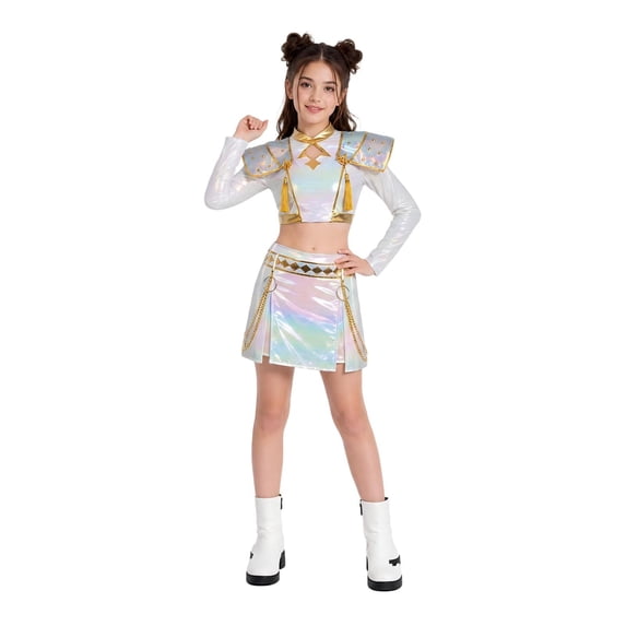 Halloween Costume Pop Star Stage Outfit K-Pop Idol Holographic Long ...
