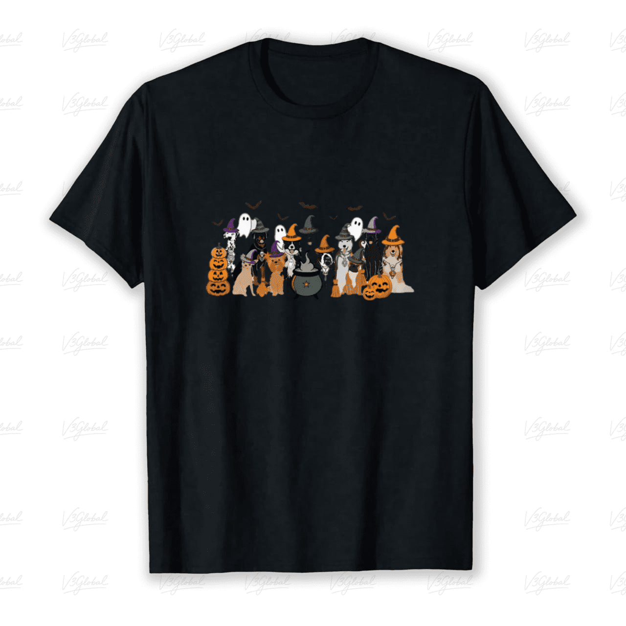 Halloween Costume Squad Funny Witches Cats Bats Pumpkin Art Graphic ...
