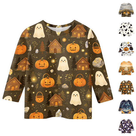 Halloween Costumes Kids 3/4 Sleeve Tops Halloween Decorations Crewneck ...