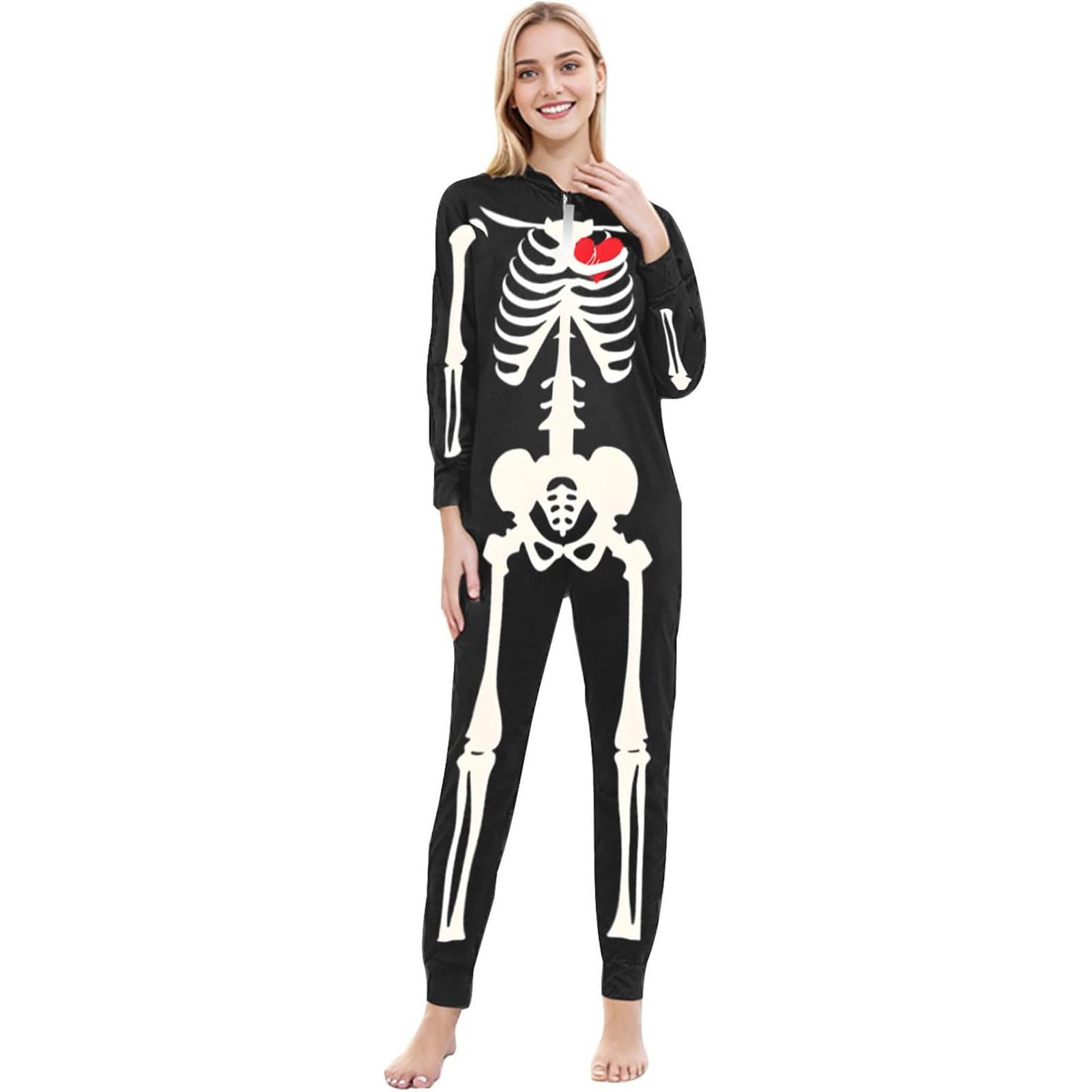Halloween Woman 2024 Family Halloween Skeleton Pajamas Funny Zipper ...