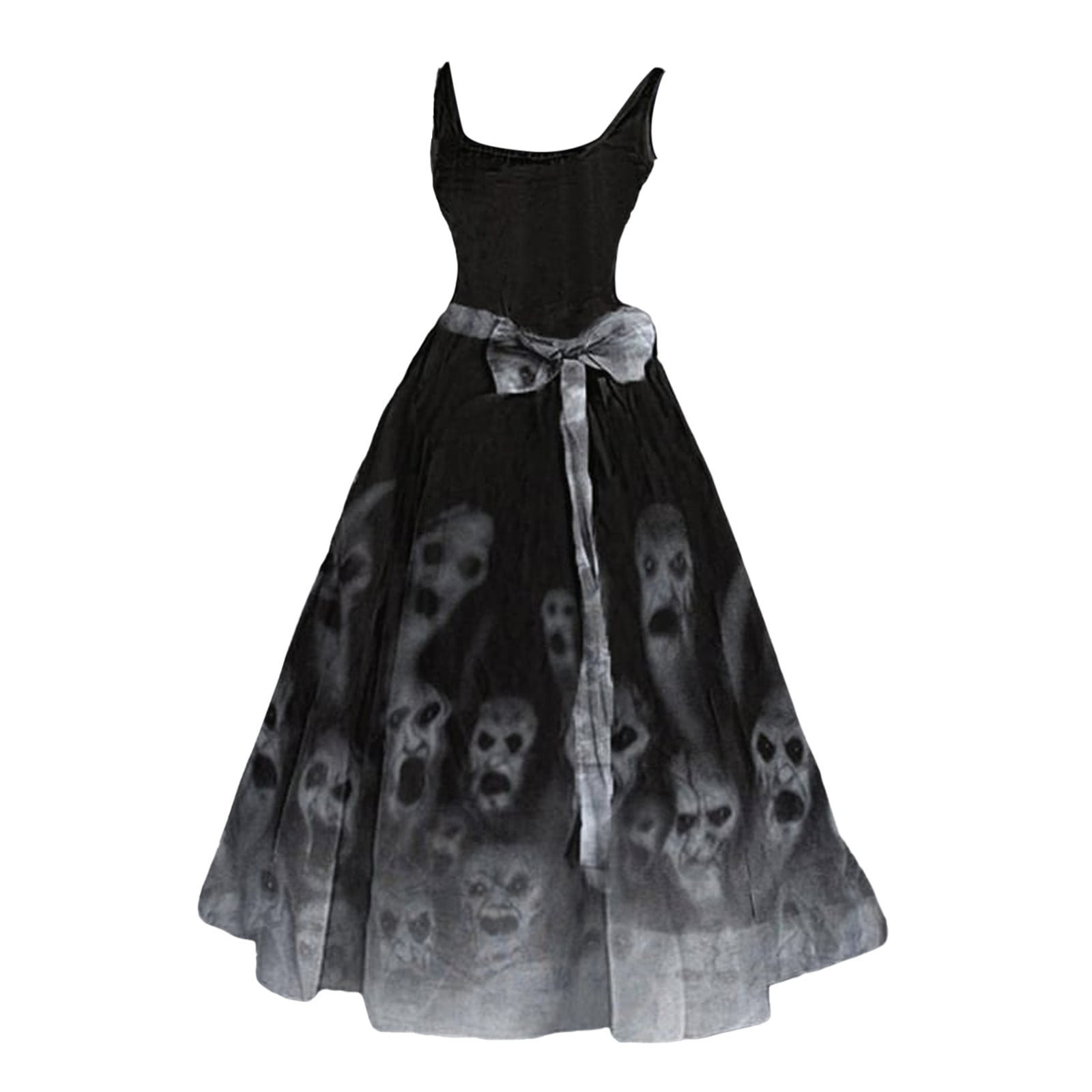 Halloween Costumes for Women Dress with Sleeves Bloody Print Flared ...
