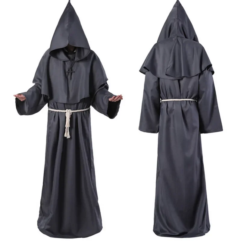 Halloween Costumes for Men Wizard Cosplay Medieval Monk Friar Robe ...