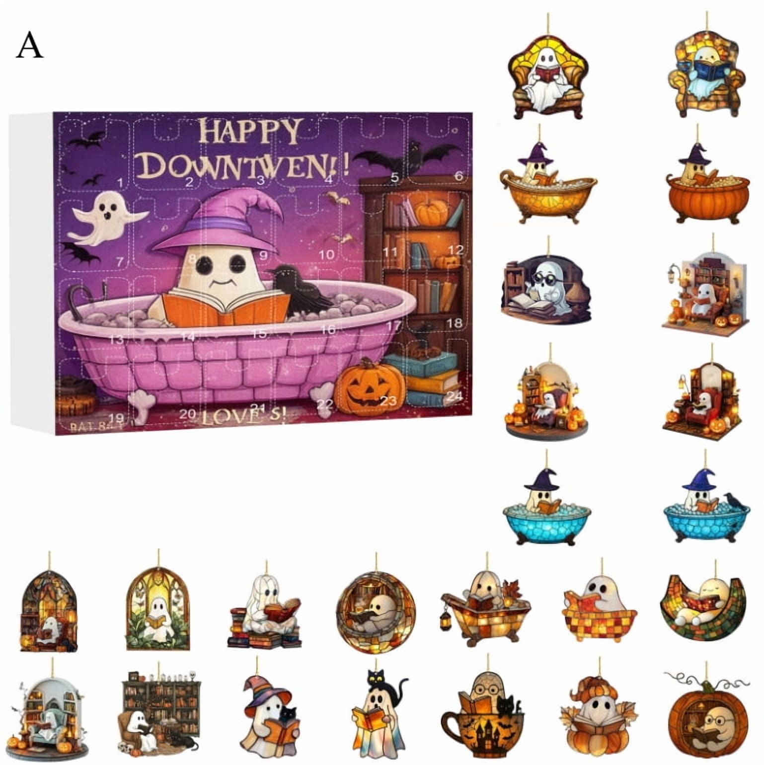 Halloween Countdown Blind Box 24-Day Ghost Reading Book Pendant Series ...