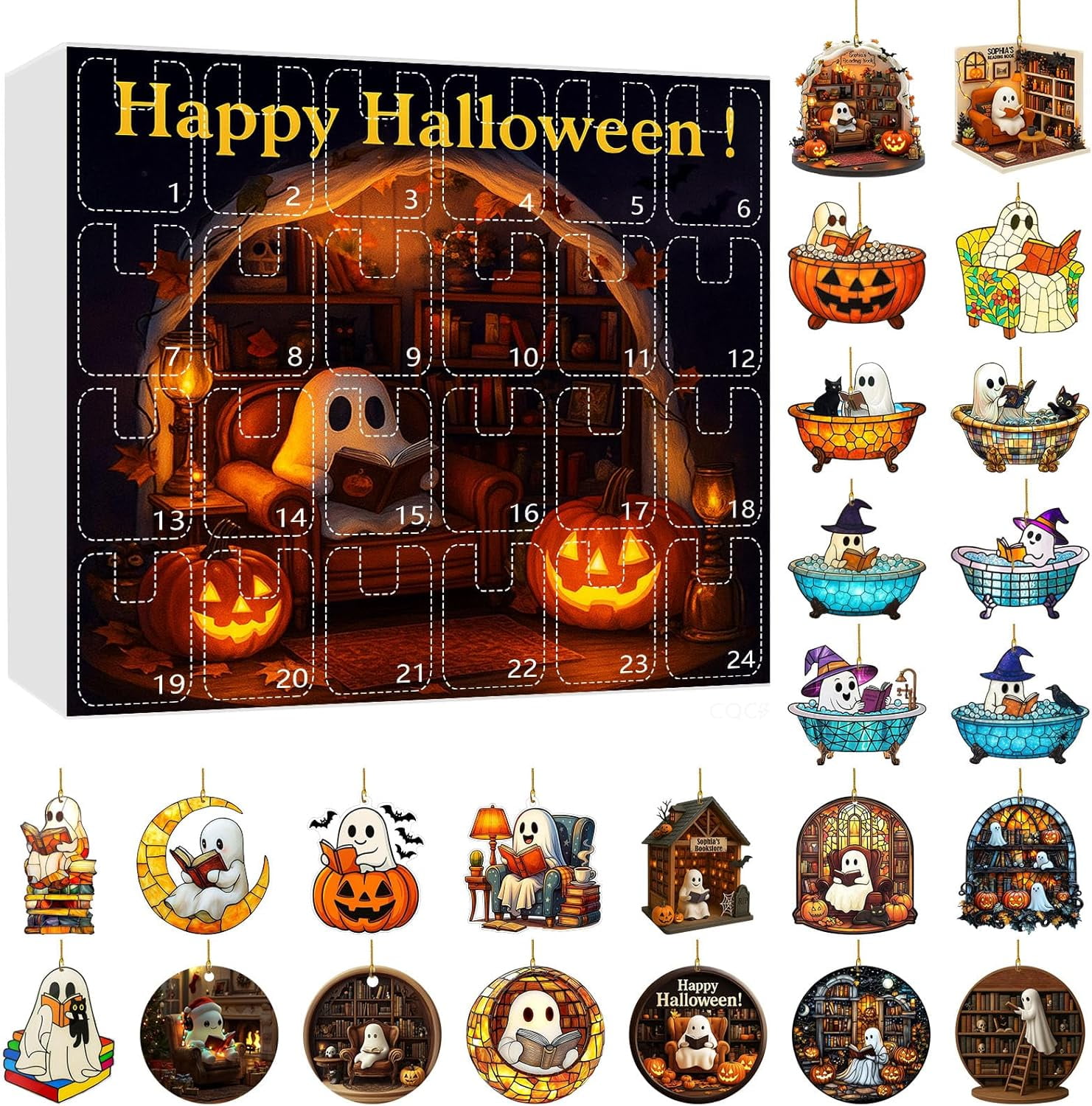Halloween Countdown Calendar 2025-24 PCS Ghost Bubble Bath Ornament ...