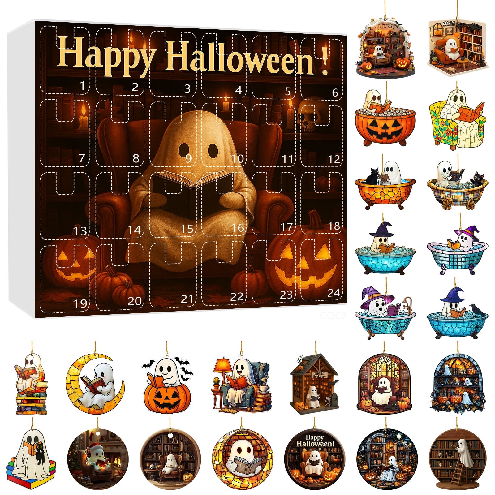 Halloween Countdown Calendar 2025-24 PCS Ghost Bubble Bath Ornament ...