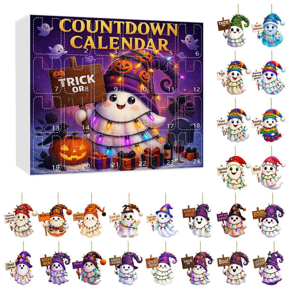 Halloween Countdown Calendar 2025, 24 Packs Halloween 2D Acrylic ...