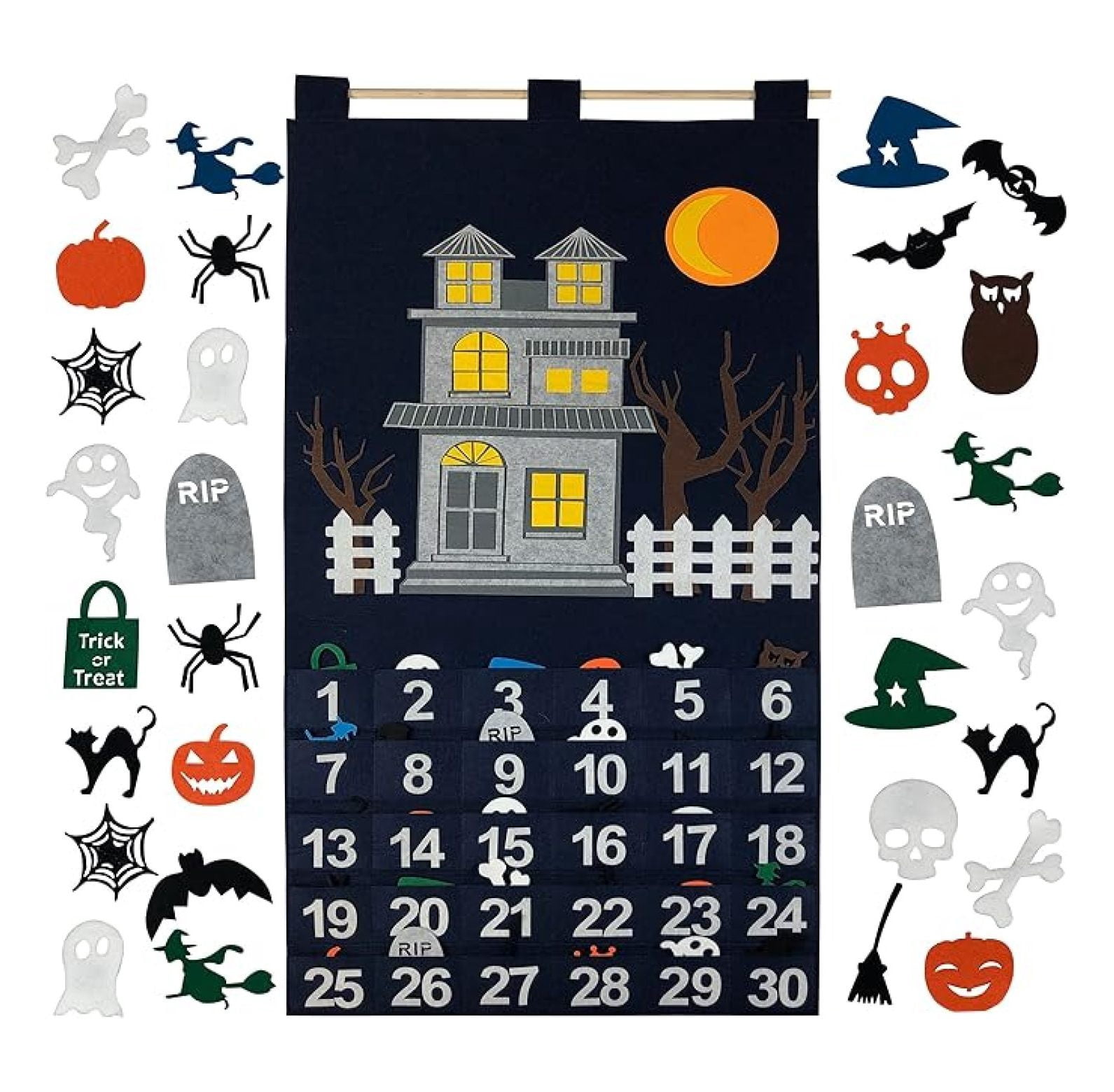 Halloween Countdown Calendar - 30 Piece Detachable Advent Calendar for ...