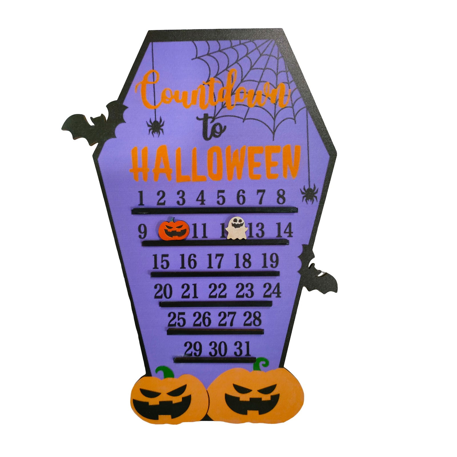 Halloween Countdown Calendar With Pumpkins And Bats Purple Halloween ...
