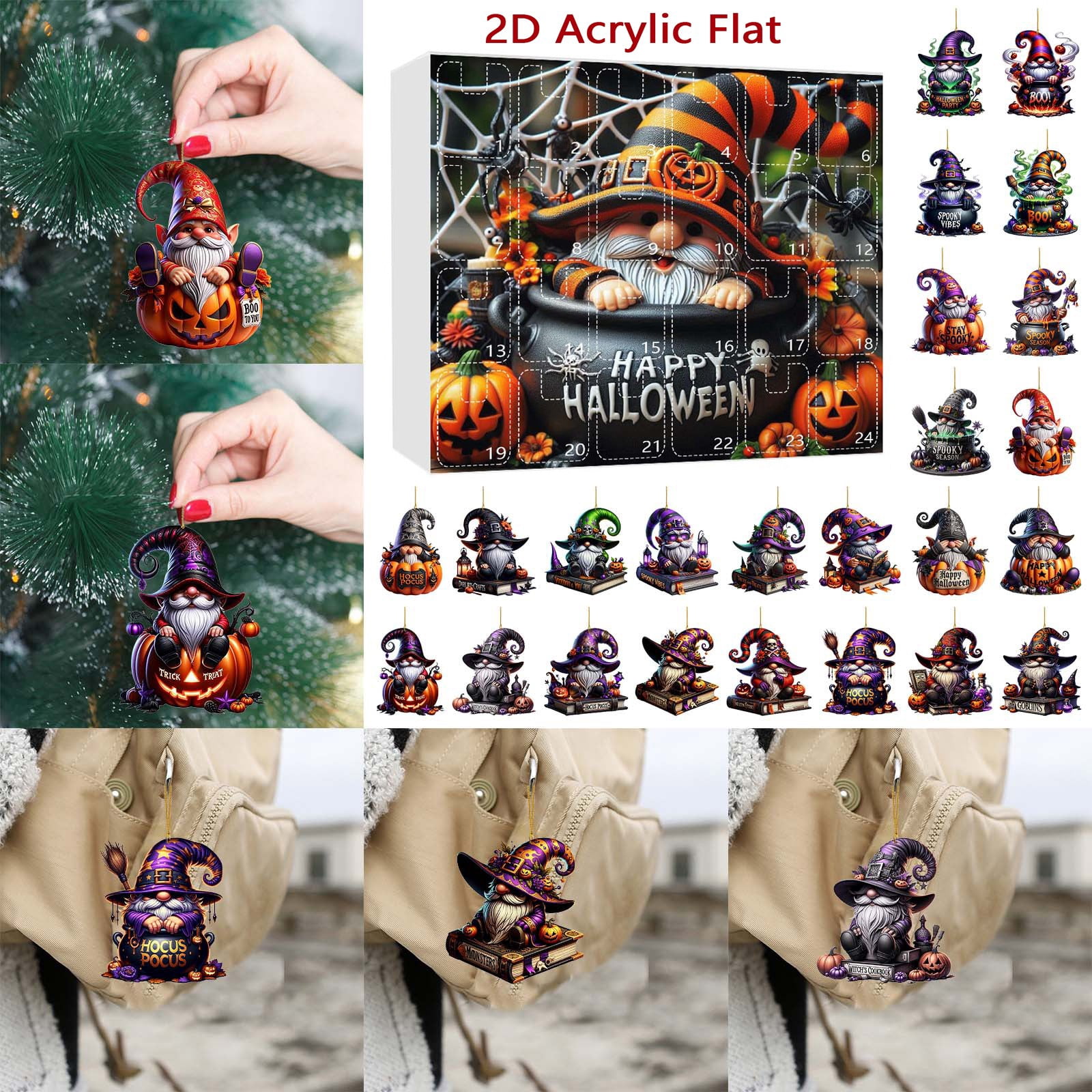 Halloween Countdown Sets 2 2D Acrylic Hanging Ornaments for Indoor ...