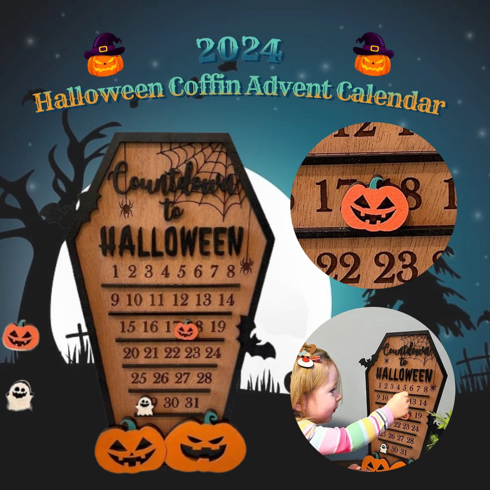 Halloween Countdown to Fun 2024 - Advent Calendar with Coffin Shape ...