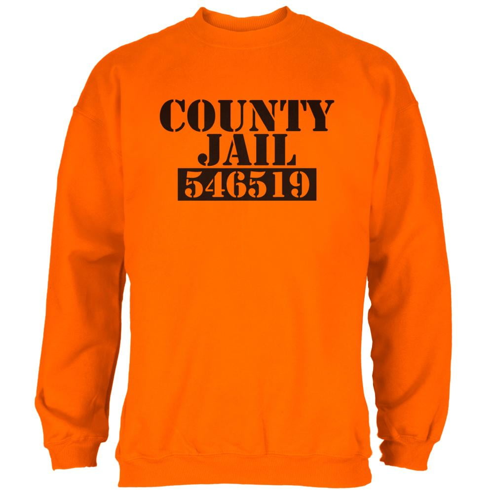 Halloween County Jail Inmate Costume Mens Sweatshirt Safety Orange 2XL ...