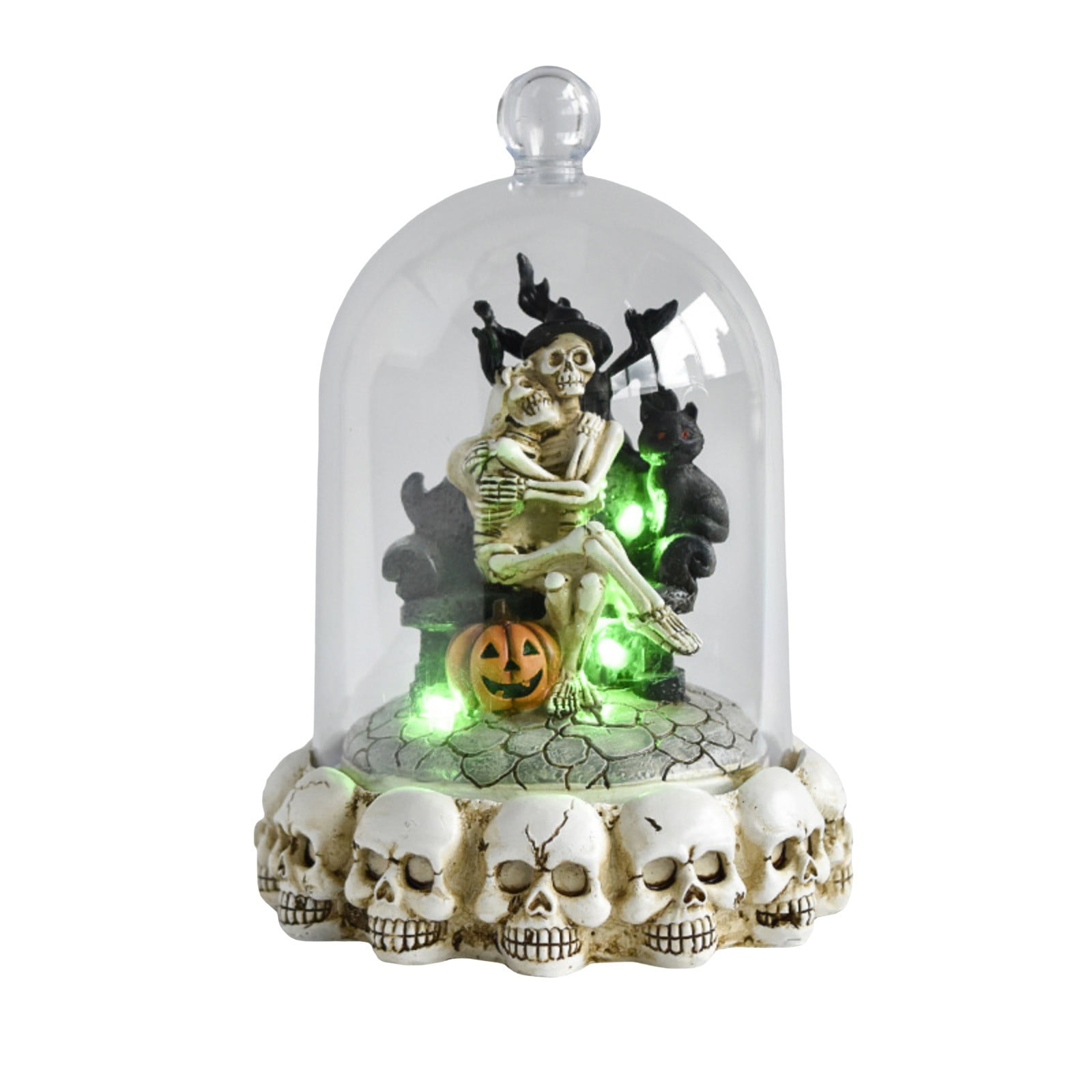 Halloween Couple Skeleton Figurines Lamp – Resin Skull Night Light ...