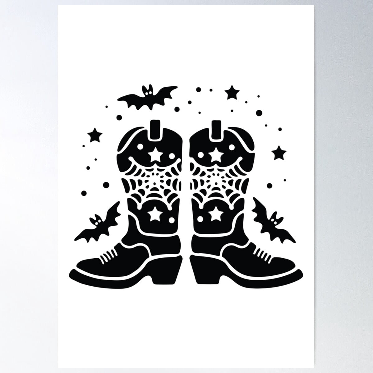 Halloween Cowboy Boots With Bats And Stars Design | Spooky Cowboy Boots ...