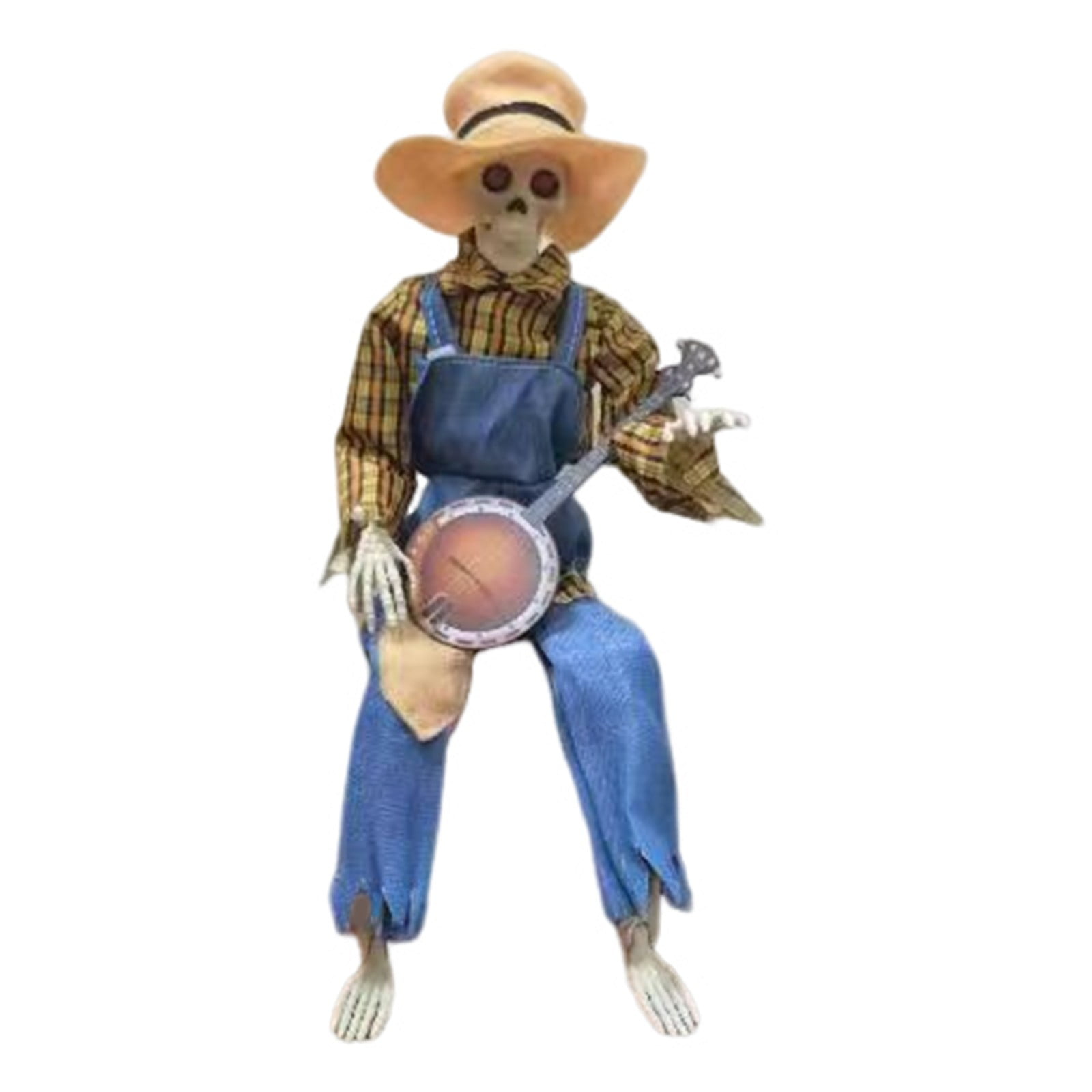 Halloween Cowboy Skeleton Guitarist Statue, Gothic Resin Crafts with ...