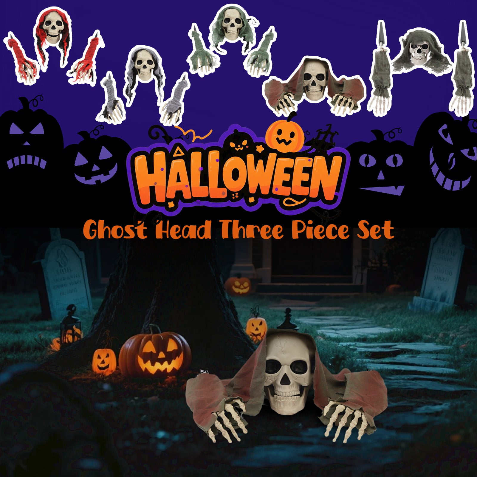 Halloween Crawling Ghost Prop Outdoor Halloween Decor Latex Simulated 2026 Vintage Halloween ...