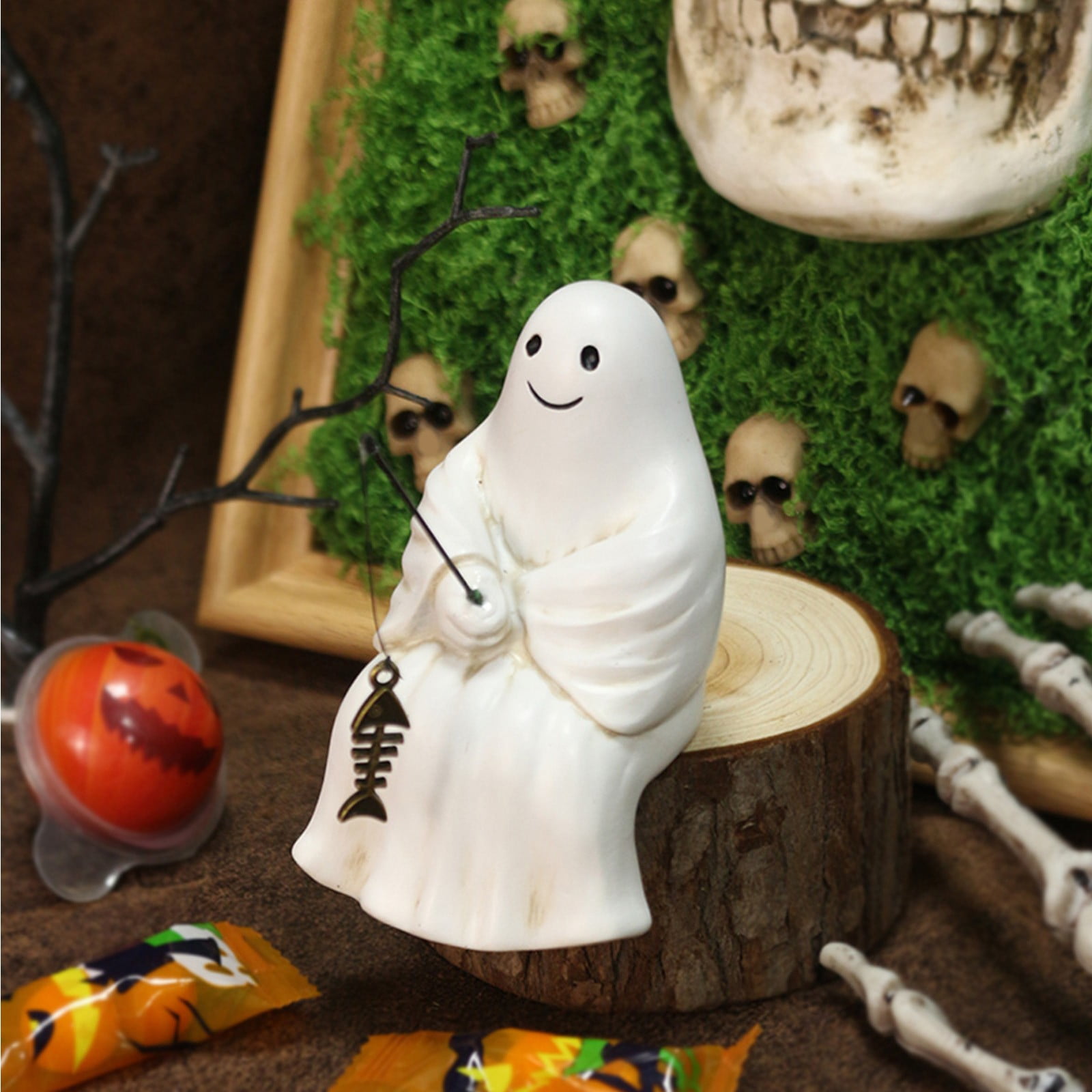 Halloween Creative Ghost Ornament, The 'Ethereal Fisherman' Statue; A ...