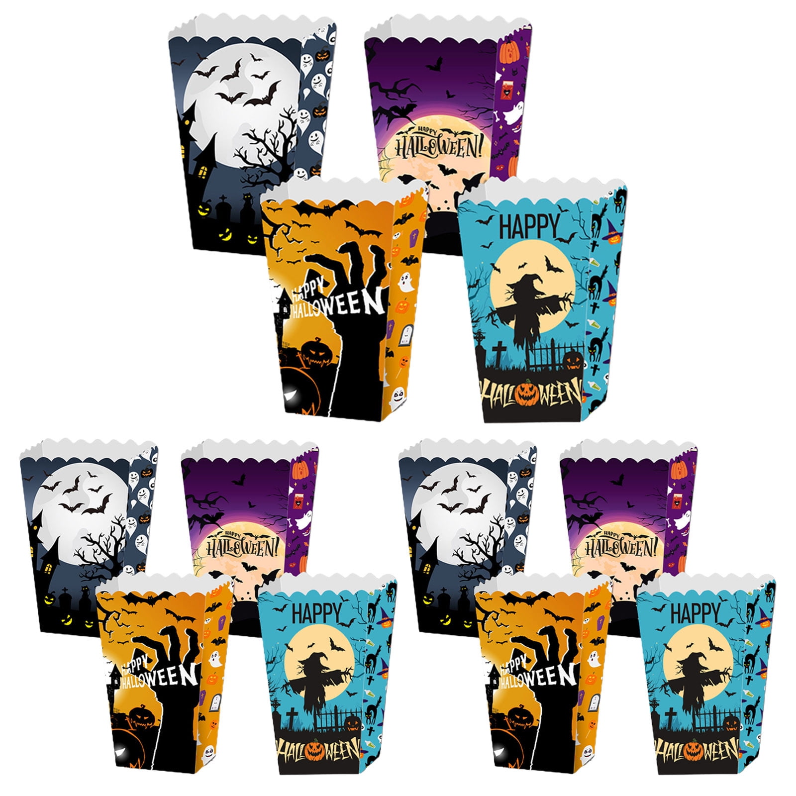 Halloween Creepy Carnival Popcorn Boxes,12Pcs Disposable Snack Boxes ...
