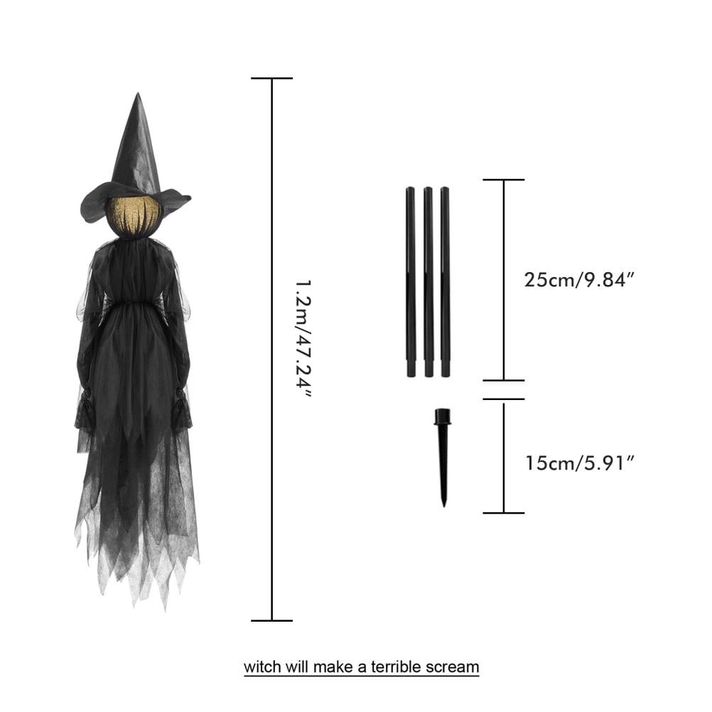Halloween Creepy Witch Wizard with 7 Colors LED Lights Holding Hands ...