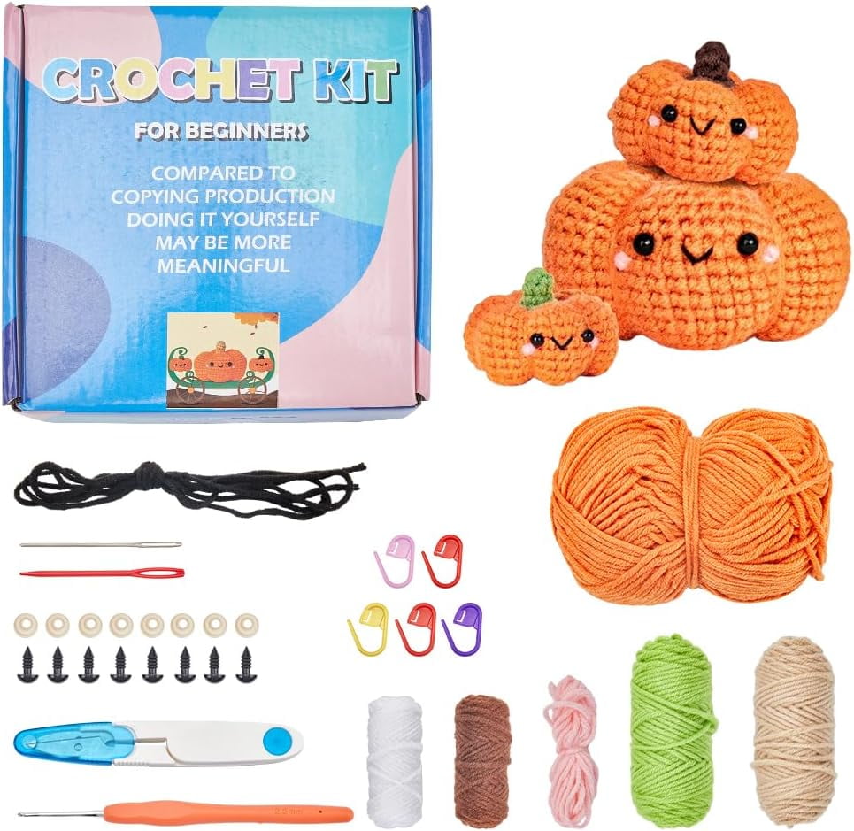 Halloween Crochet Kit Crochet Starter Kits Thanksgiving Pumpkin Crochet with Step-by-Step Video ...